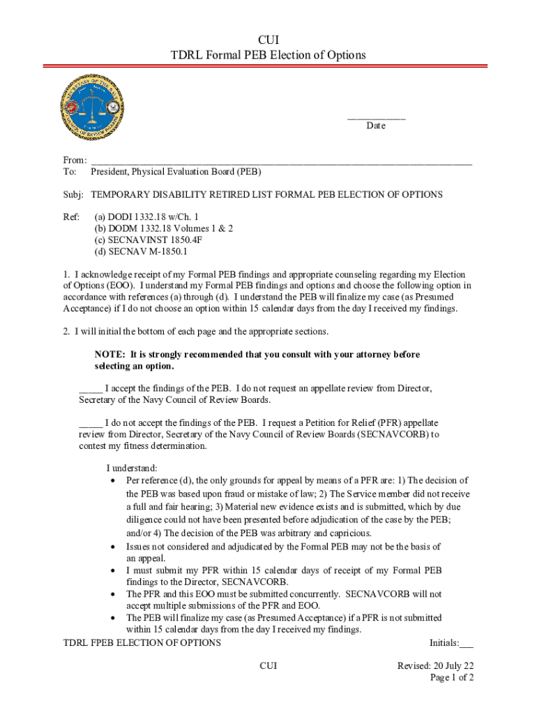 Fillable Online Temporary Disability Retired List - Wounded Warrior ...