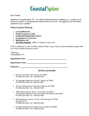 Fillable Online Coastal Spine, PC Fax Email Print - pdfFiller