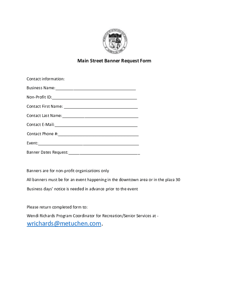 Fillable Online Application for Banner Installation Request Checklist ...