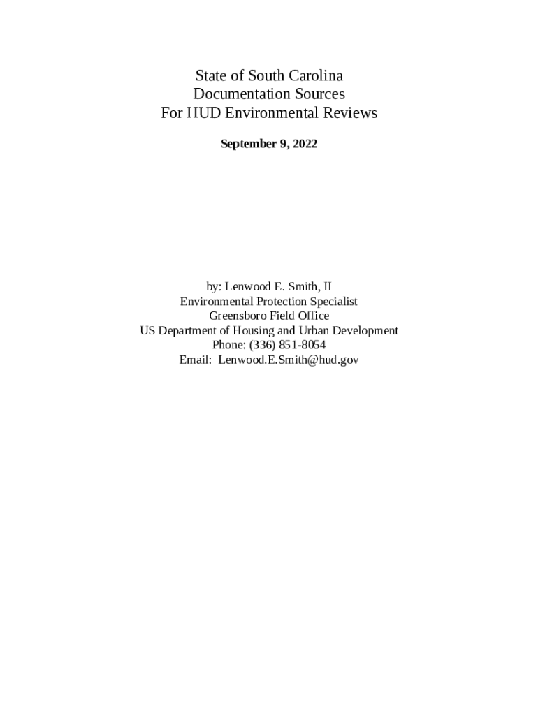 State of South Carolina Documentation Sources For HUD ... Doc Template ...