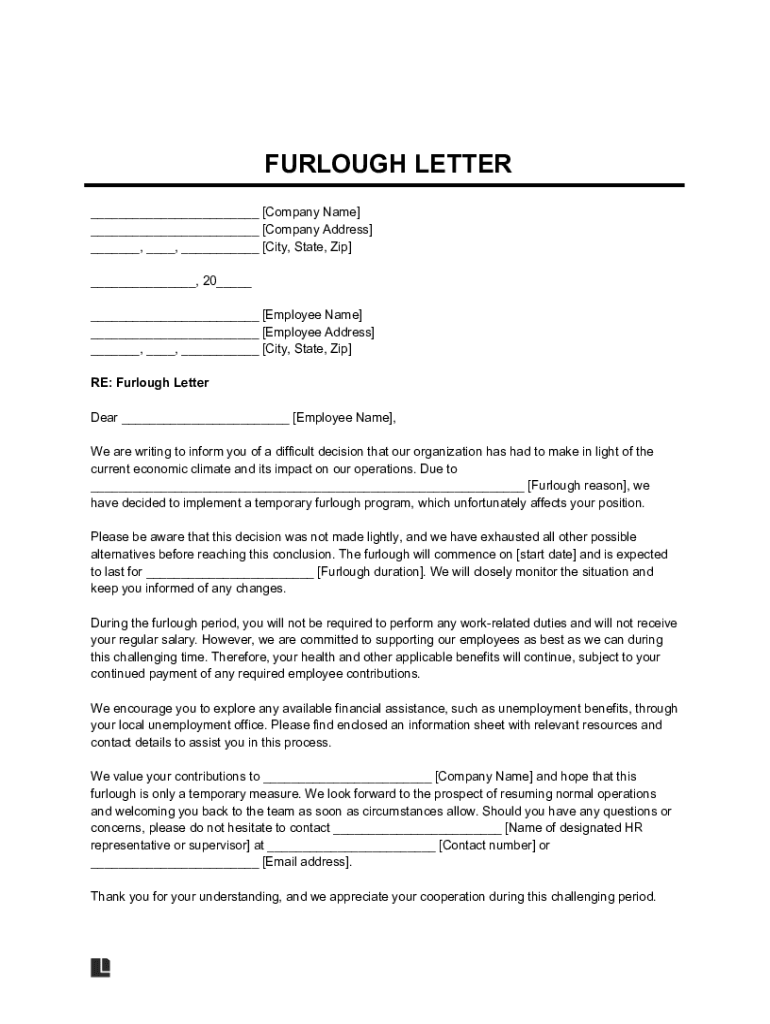 Fillable Online FURLOUGH LETTER Fax Email Print - pdfFiller