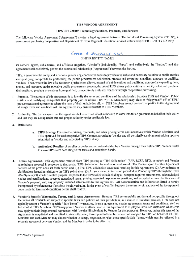 Fillable Online Seven Tips for Better Technology Services Agreements ...