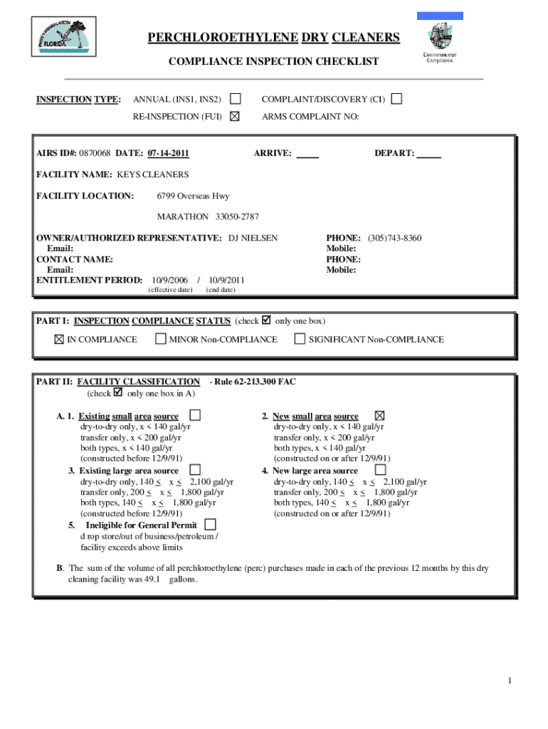 Fillable Online arm-permit2k dep state fl Perchloroethylene (PERC) in ...