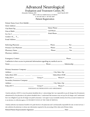 Fillable Online Advanced Neurological Evaluation And Treatment Center ...