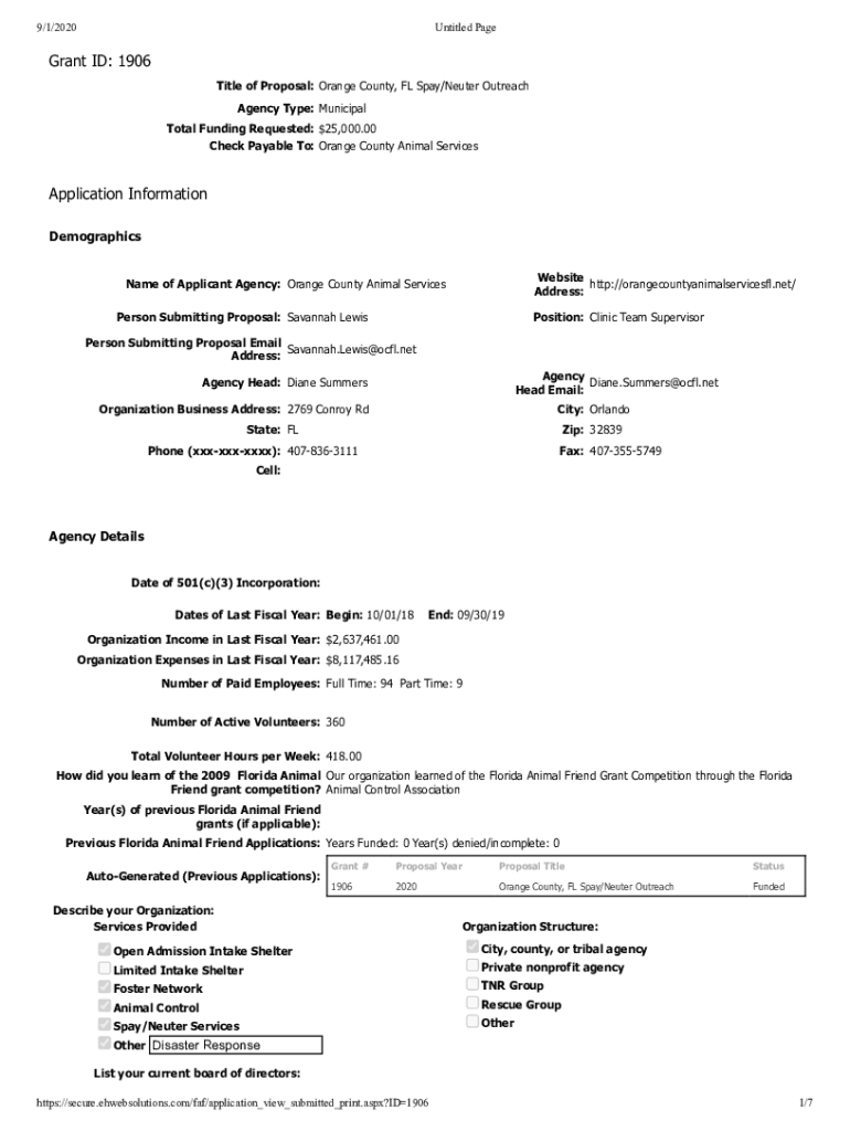 Fillable Online Grant ID: 1906 Application Information Fax Email Print ...