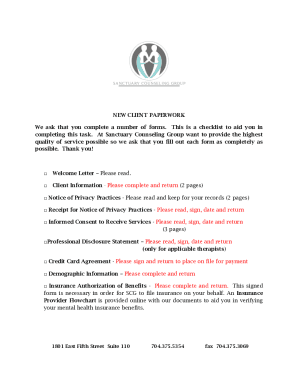 Fillable Online NEW CLIENT PAPERWORK Fax Email Print - pdfFiller
