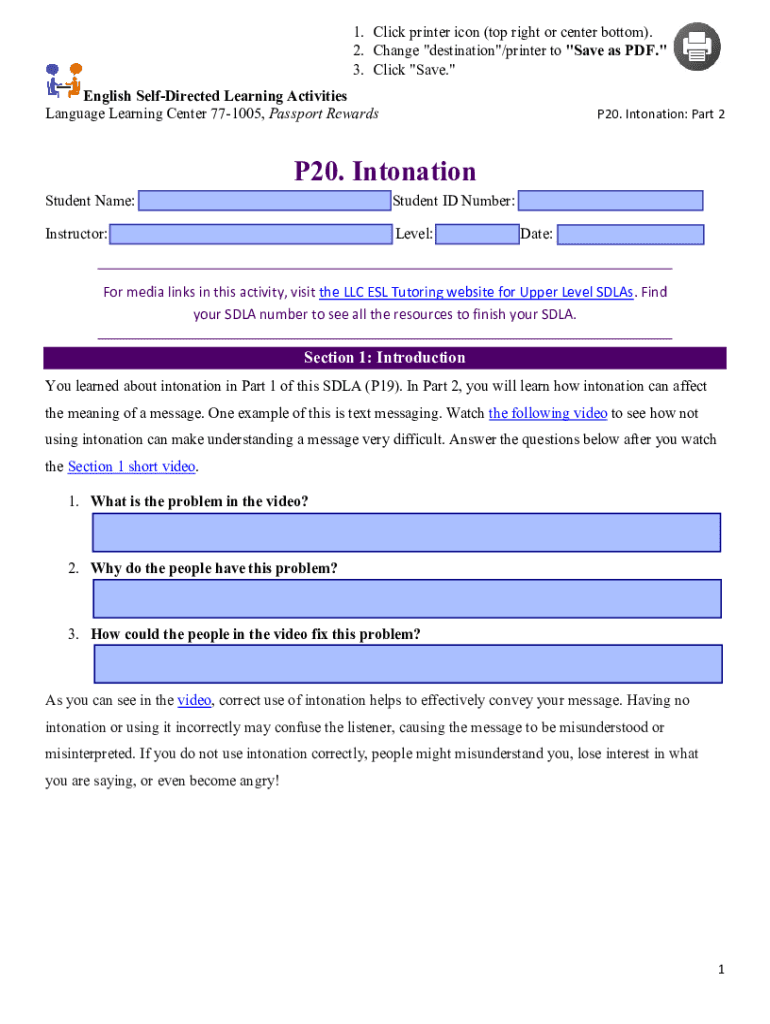 Fillable Online P20 Intonation Fax Email Print - pdfFiller