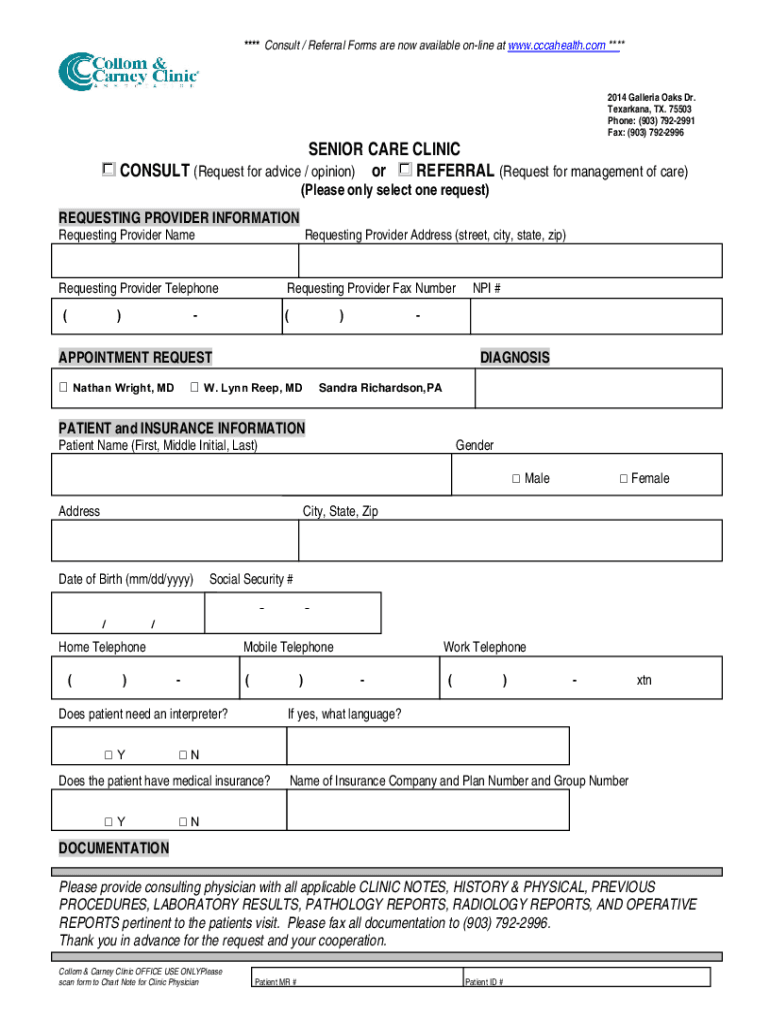 Fillable Online SENIOR CARE CLINIC.doc Fax Email Print - pdfFiller