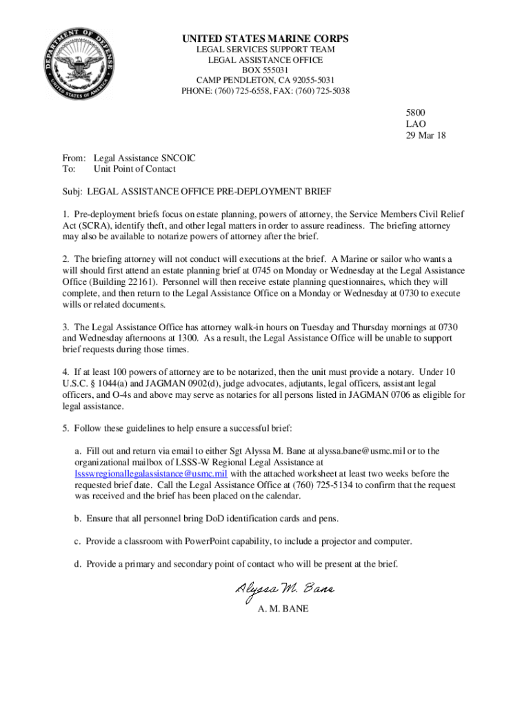 Fillable Online Marine Corps Base Camp Pendleton Legal Services/JAG Fax ...