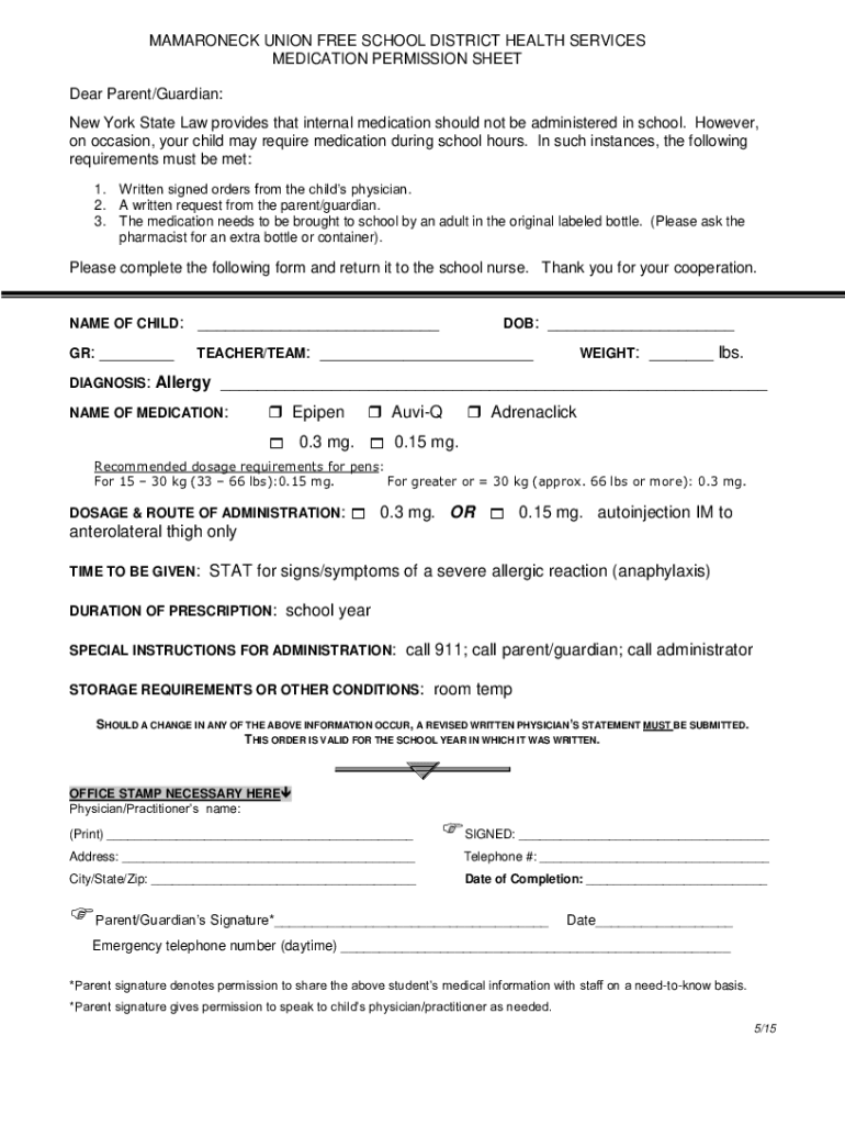 Fillable Online required for independent medication carry and use Fax ...