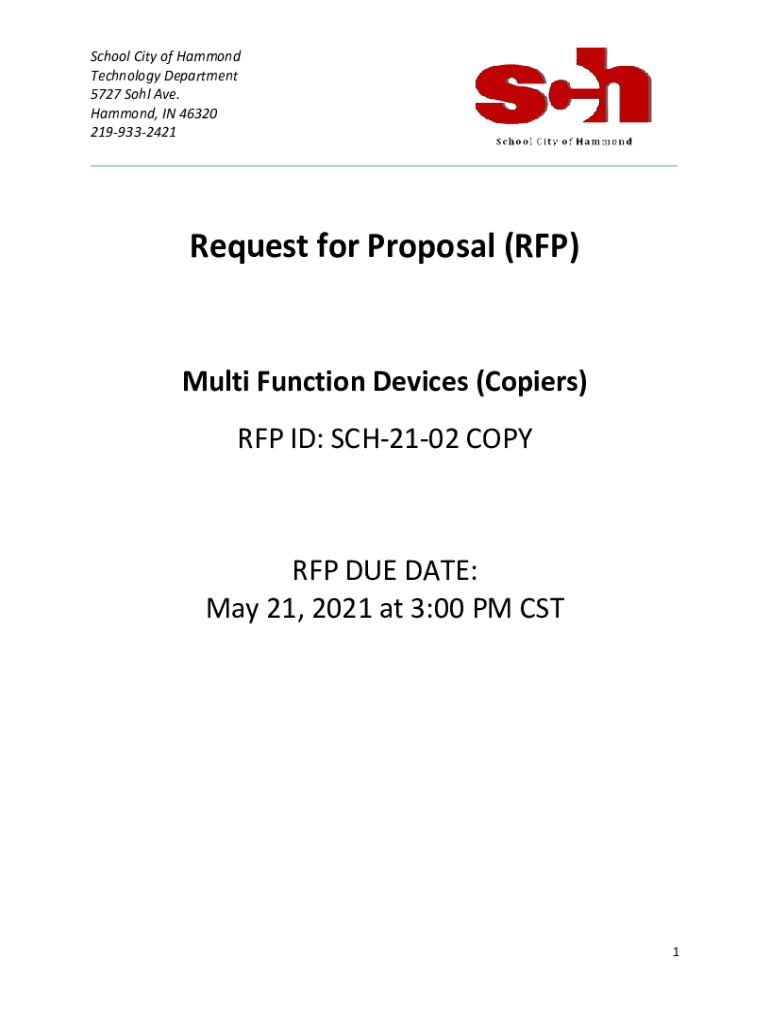Fillable Online Active RFP'sCity of Hammond, Indiana Fax Email Print ...