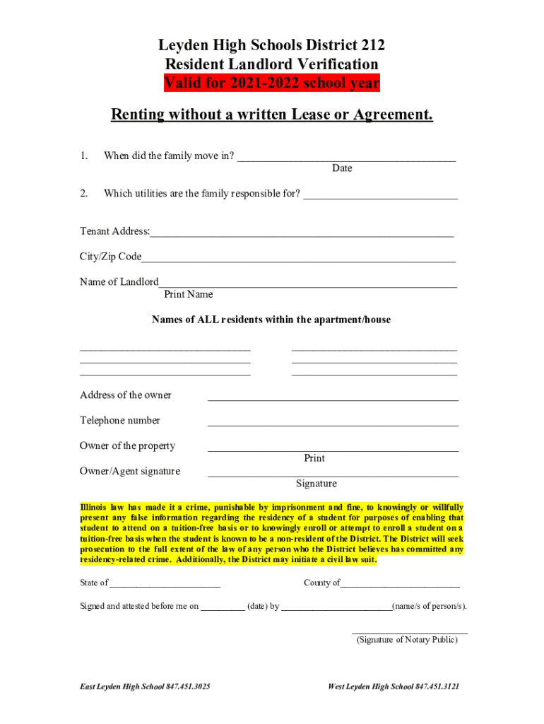 Completable En línea Enrollment / Residency Verification Forms Fax Email Imprimir - pdfFiller