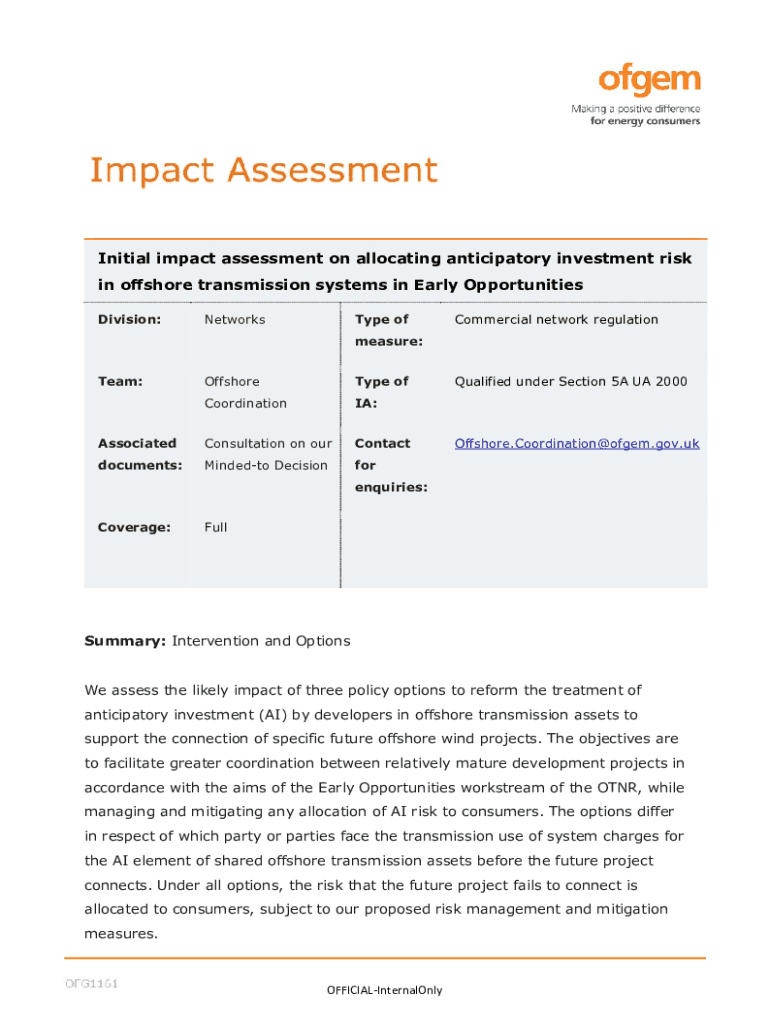 Fillable Online Initial impact assessment on allocating anticipatory ...