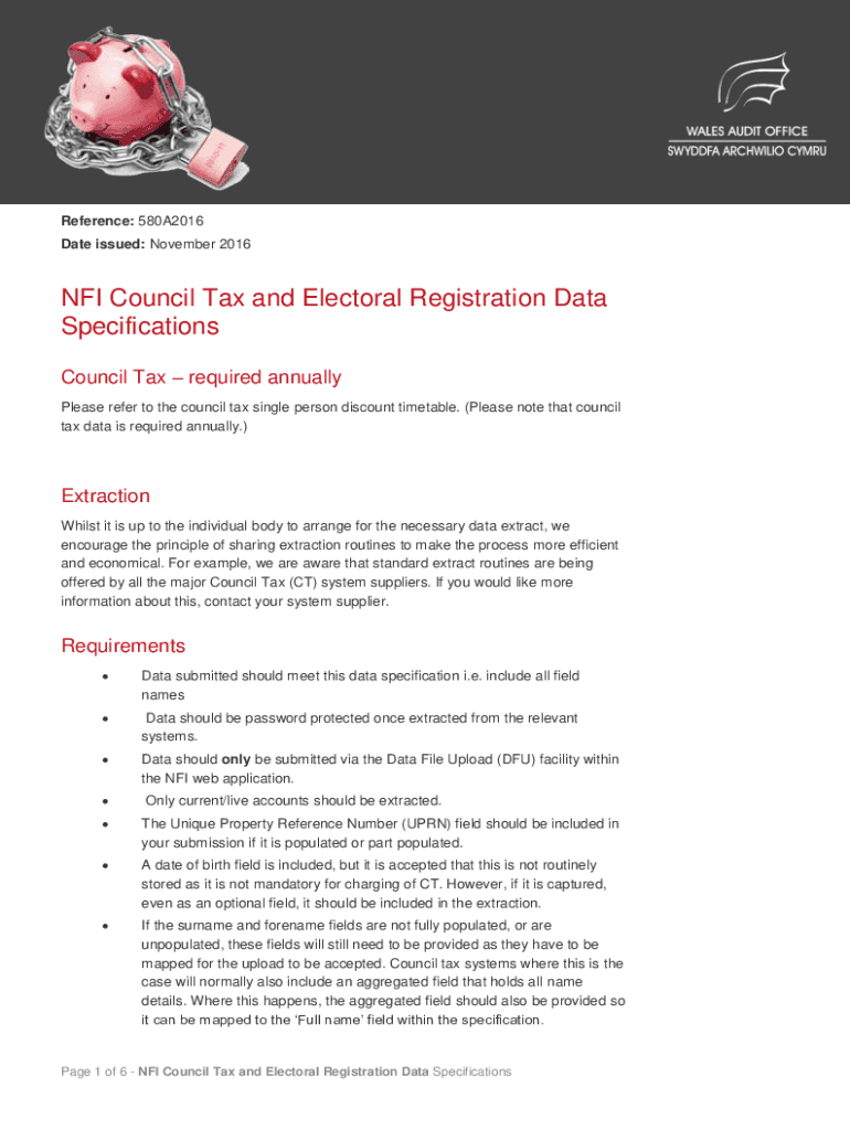 Fillable Online Timetable for the NFI Council Tax Single Person Discount ... Fax Email Print ...