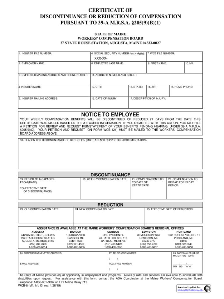 Fillable Online MAINE WORKERS' COMPENSATION CLAIM HANDLING ... Fax ...