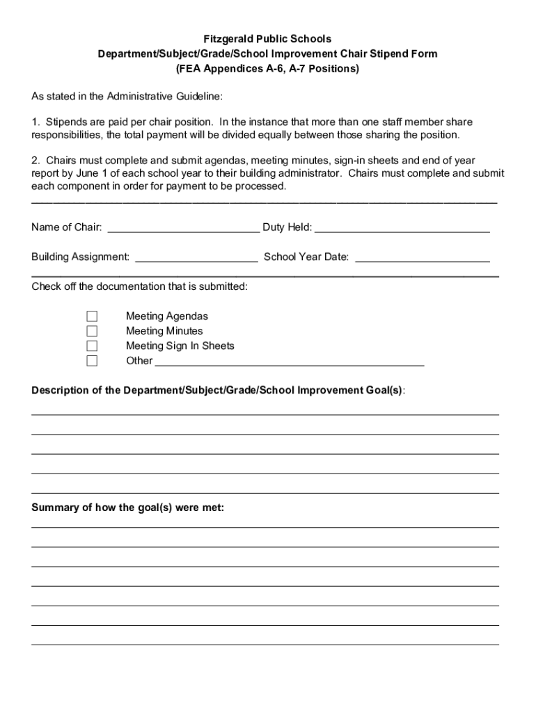 Fillable Online fitz k12 mi Special-Assignment-Stipend-Documentation ...