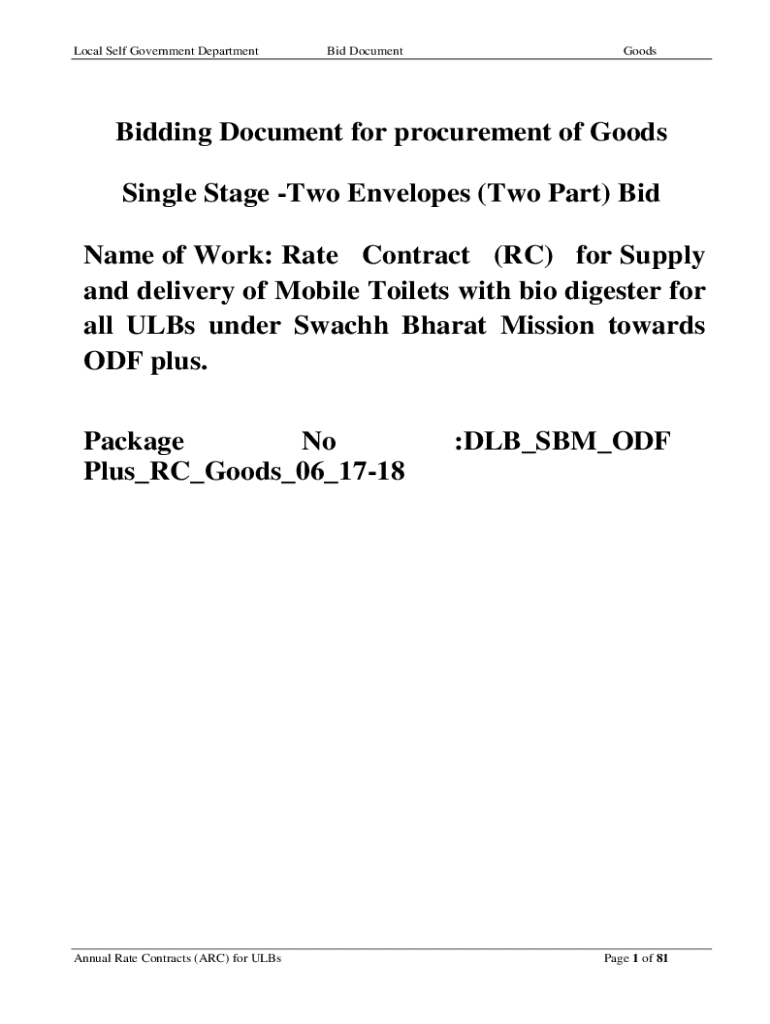 Fillable Online Bidding Document for procurement of Goods Single Stage Fax Email Print - pdfFiller