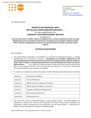 Fillable Online REQUEST FOR PROPOSAL (RFP) RFP Number UNFPA/ ... Fax Email Print - pdfFiller