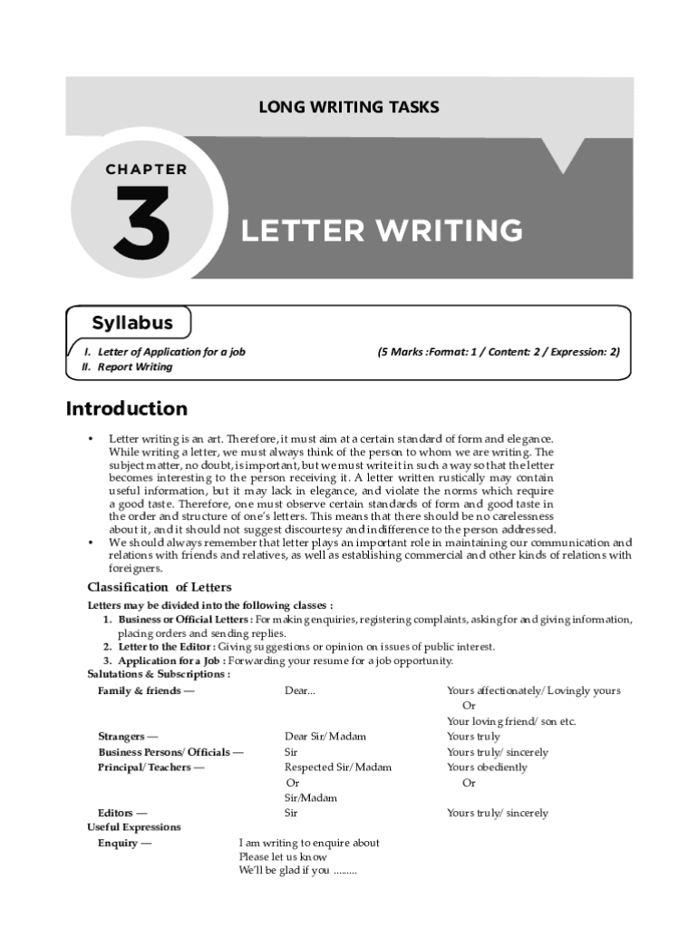 Fillable Online LETTER WRITING Fax Email Print - pdfFiller