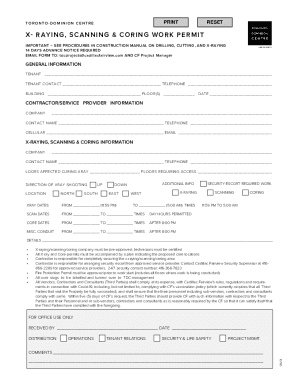 Fillable Online X- RAYING, SCANNING & CORING WORK PERMIT Fax Email ...