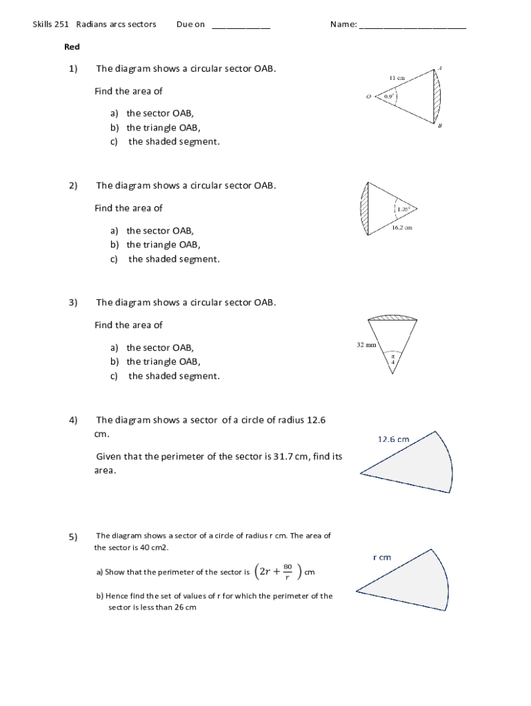 Fillable Online Solved The diagram below shows the sector of a circle ...