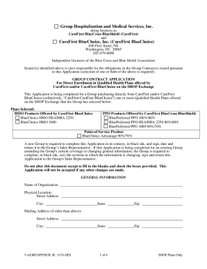 Fillable Online CareFirst Group Contract Application VA Small Group ...
