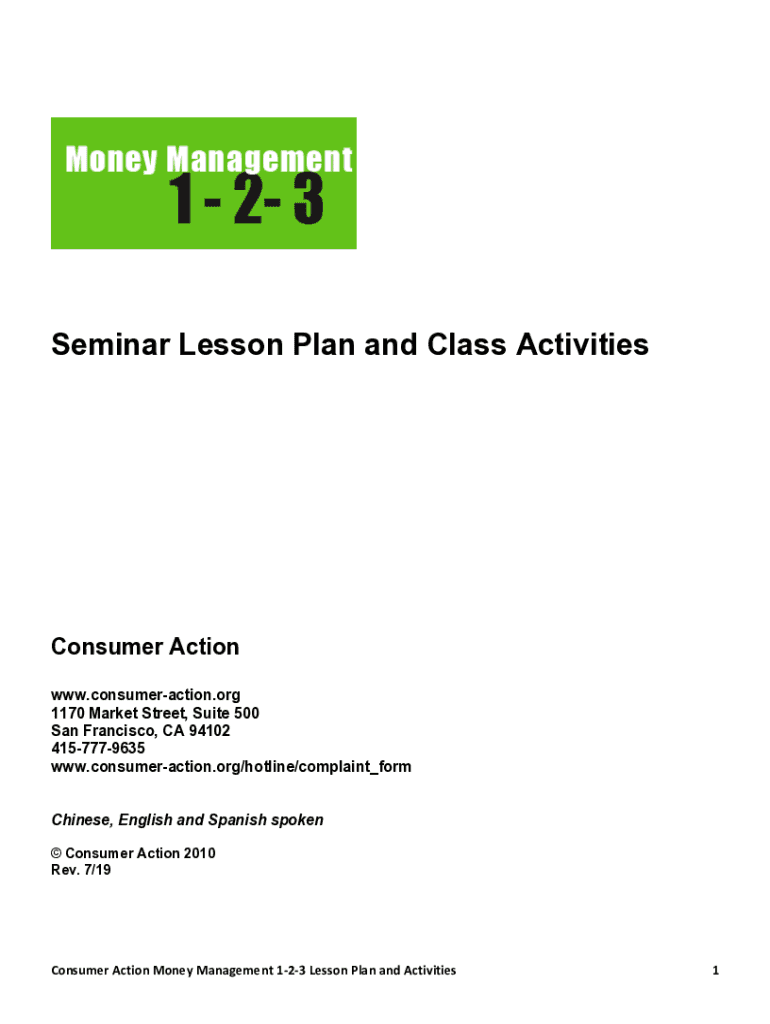 Fillable Online Seminar Lesson Plan and Class Activities: Part 1 Fax ...