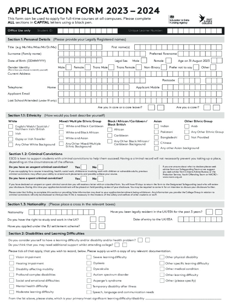 Fillable Online APPLICATION FORM 20232024 Fax Email Print - pdfFiller