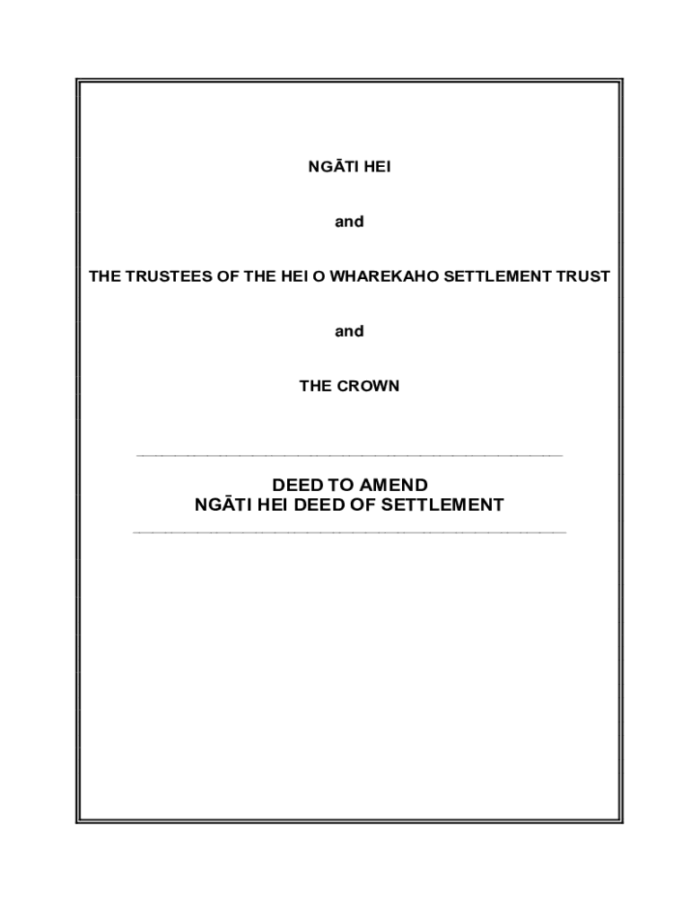 Fillable Online deed to amend ngti hei deed of settlement Fax Email ...