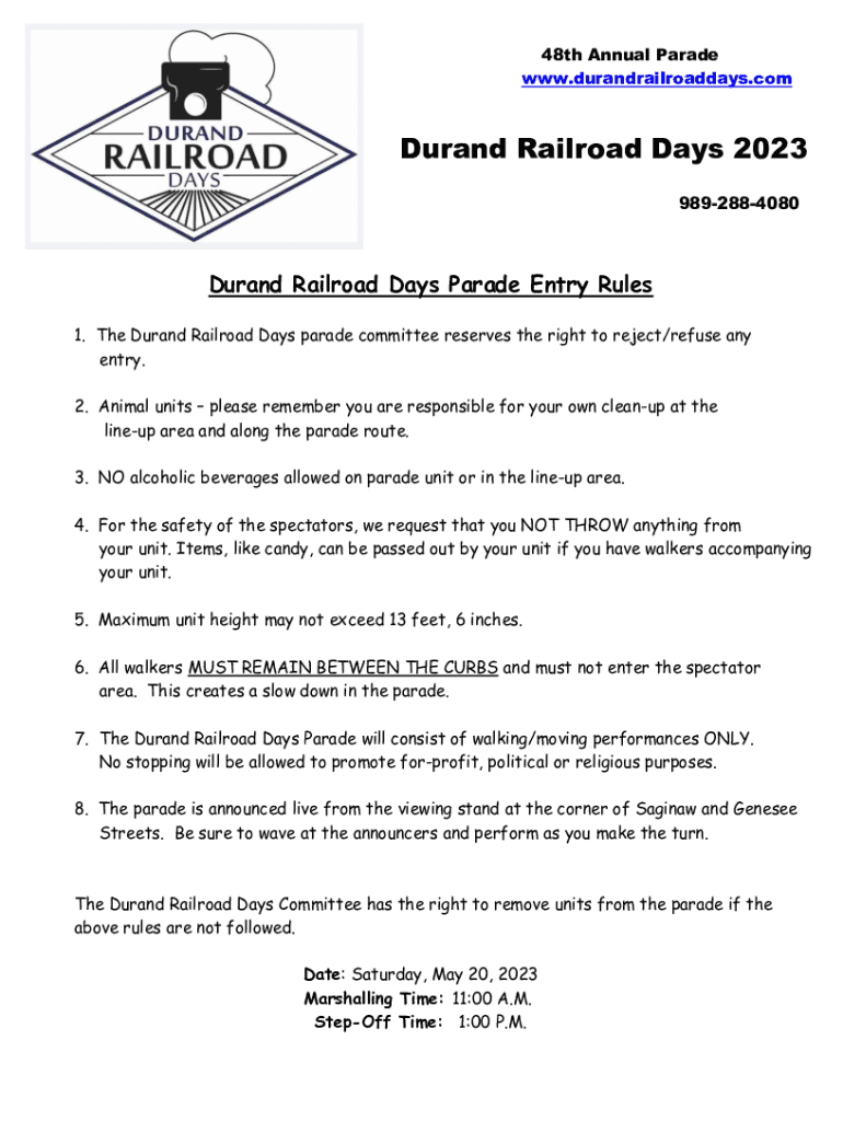 Fillable Online 48th Durand Railroad Days festival kicks off today Fax ...