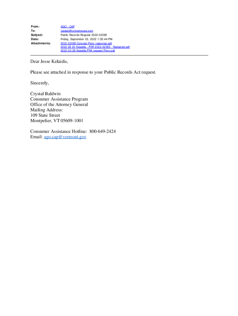 Fillable Online Dear Jesse Kelaidis, Please see attached in response to ...
