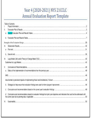 Fillable Online Annual Evaluation Report Template Year 4 Fax Email ...