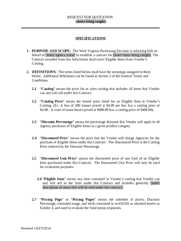 REQUEST FOR QUOTATION Tractor SPECIFICATIONS 1. ... Doc Template ...