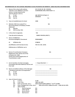 Fillable Online information of the school required to be uploaded on ...