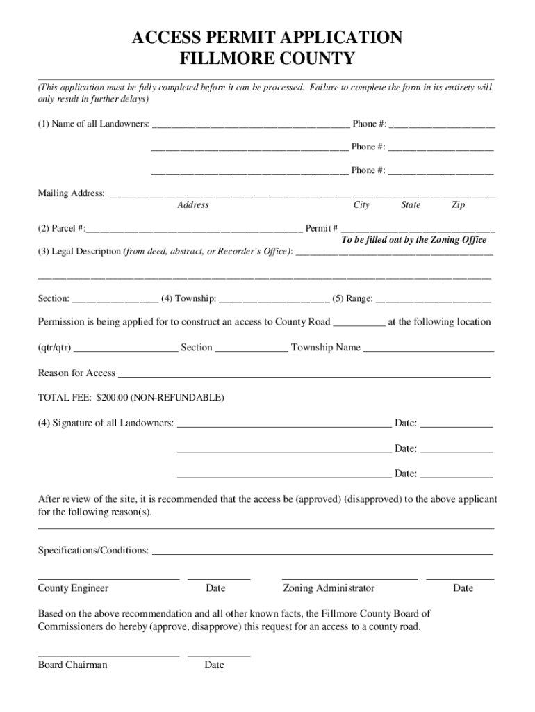 Fillable Online variance permit application - fillmore county landowner's ... Fax Email Print ...