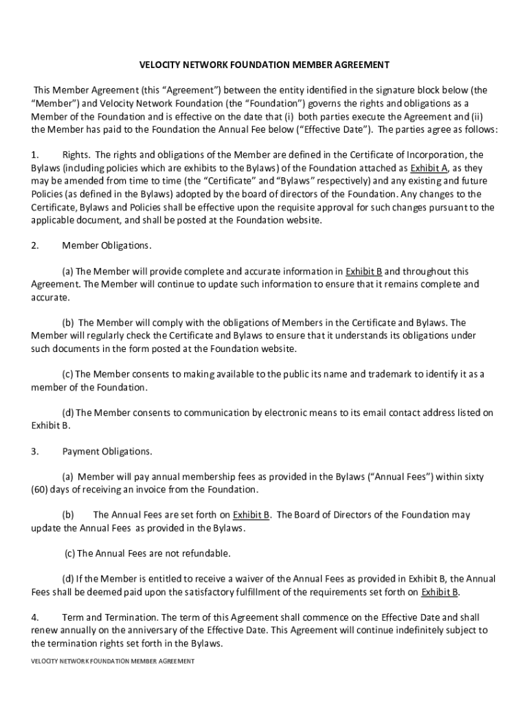 Fillable Online Velocity Network Foundation Organizational User ...