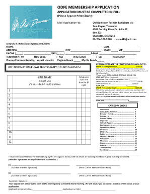 Fillable Online ODFE SHOW APPLICATION FORM VB Fax Email Print - pdfFiller