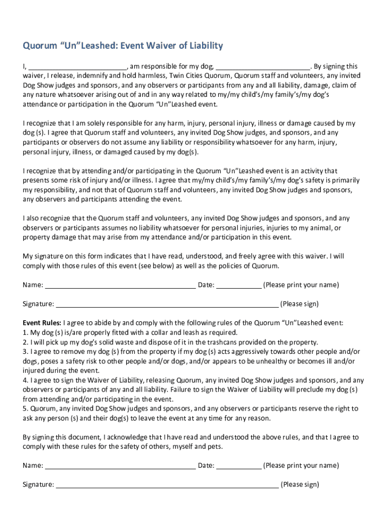 Fillable Online Acceptance of Risk and Release of Liability Form Fax ...