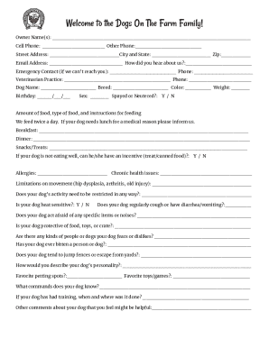 Fillable Online NEW DOG CLIENT FORM plus Group Play Fax Email Print ...