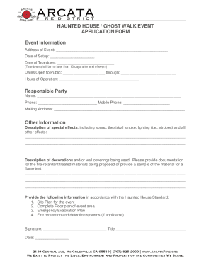 Fillable Online haunted house / ghost walk event application form Fax ...