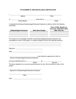 Fillable Online Disadvantaged Business Enterprise Program (DBE) For ...