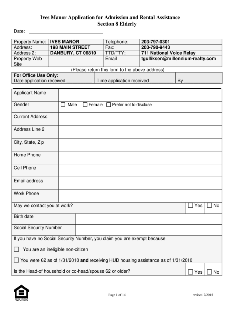 Fillable Online Ives Manor Application for Admission and Rental ... Fax Email Print - pdfFiller