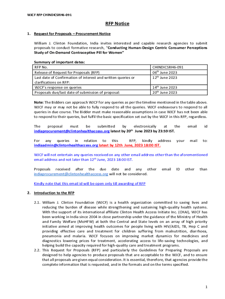 Fillable Online 1. RFP Notice 1.1. Request for Proposals Fax Email ...