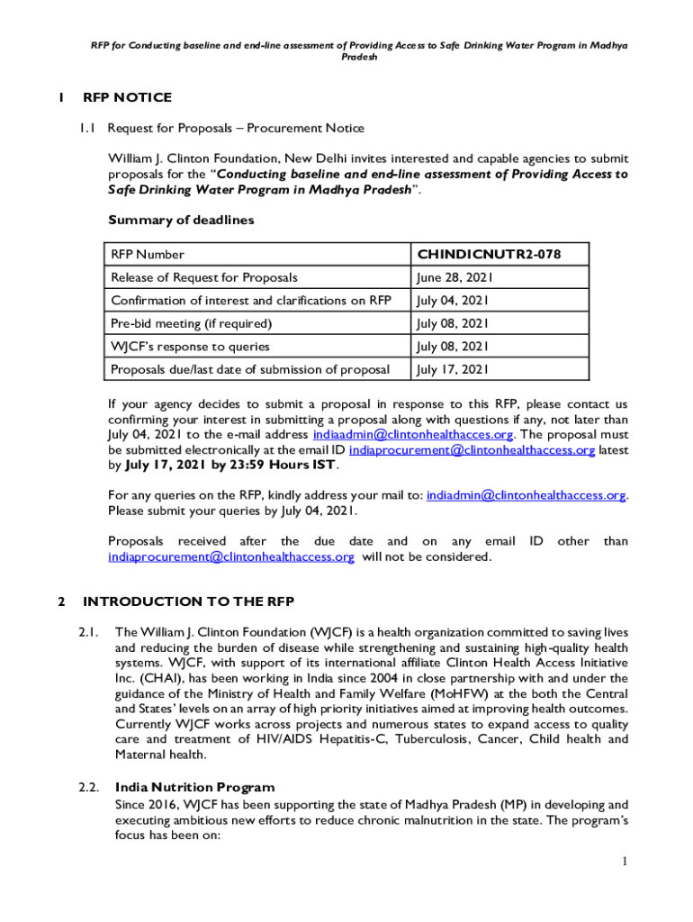 Fillable Online 1 1 RFP NOTICE 1.1 Request for Proposals Fax Email ...