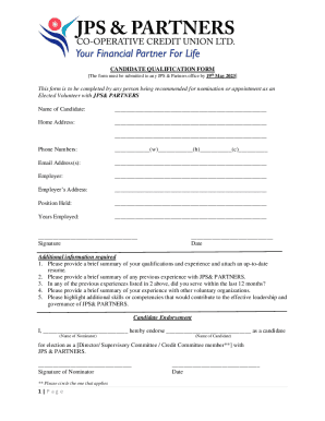 Fillable Online candidate qualification form Fax Email Print - pdfFiller
