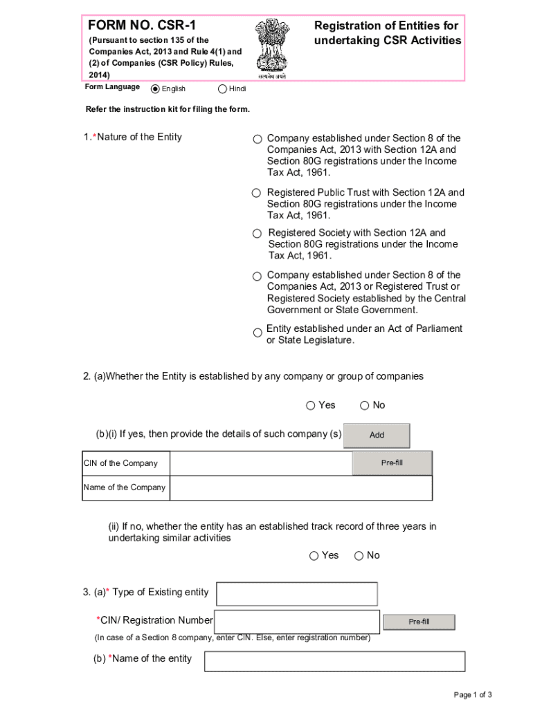 Fillable Online FORM NO. CSR-1 Fax Email Print - pdfFiller