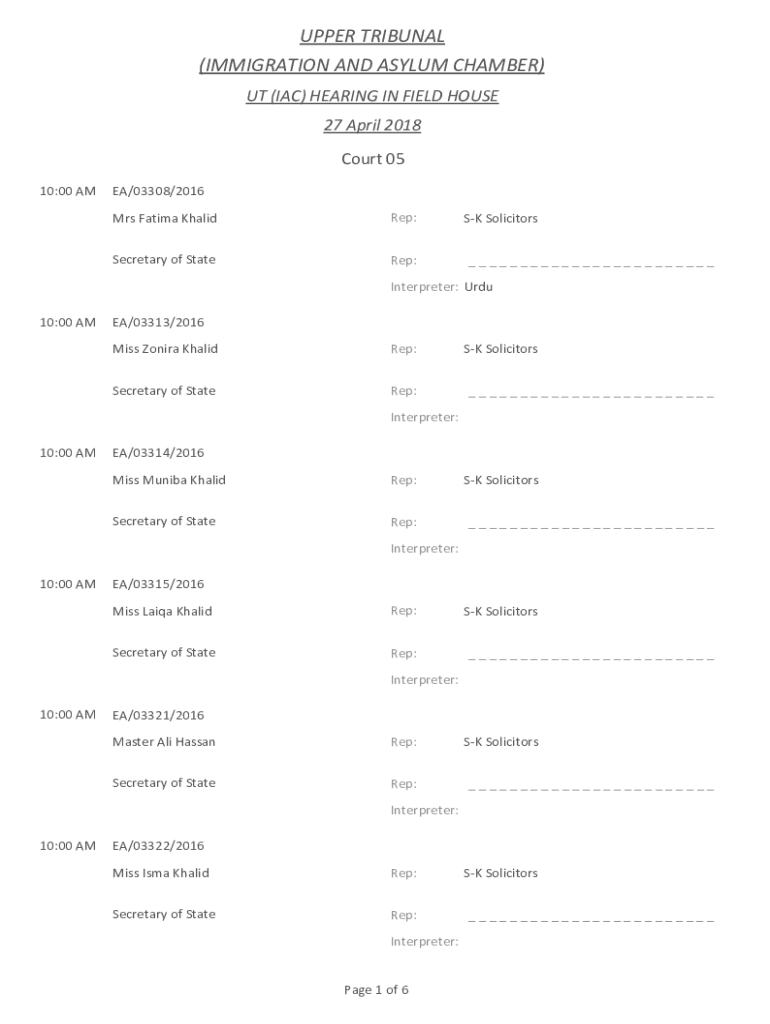 Fillable Online (IMMIGRATION AND ASYLUM CHAMBER) UPPER ... Fax Email Print - pdfFiller