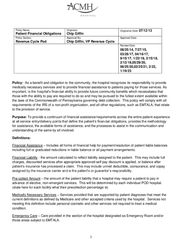 Fillable Online Patient Financial Obligations Fax Email Print - pdfFiller