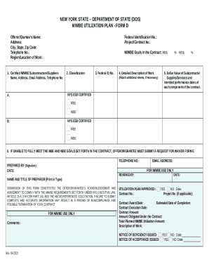 MWBE UTILIZATION WORKSHEET Project Sponsor Date ... - dos ny Doc Template | pdfFiller