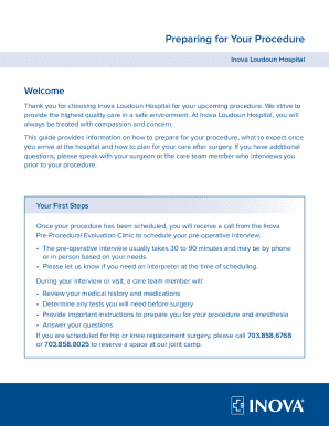 Fillable Online Preparing for your procedure - Surgery PEC information ...